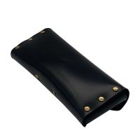 China Black Customizable Leather Glasses Case 167x72x42mm Embossed Logo for sale