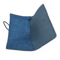 China Blue Luxury Leather Glasses Case 186x66x28mm Soft PU Belt Case with Custom Logo Hot Stamping for sale