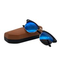 China 63mm Silk Screen Printing Metal Glasses Case Sun Glasses Packaging Leather Iron for sale