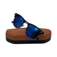 China 63mm Silk Screen Printing Metal Glasses Case Sun Glasses Packaging Leather Iron for sale