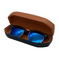 China 63mm Silk Screen Printing Metal Glasses Case Sun Glasses Packaging Leather Iron for sale