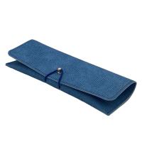 China Blue Leather Glasses Case 186x66x28mm Portable Durable Sunglasses Pouch Slim OEM Logo for sale