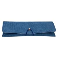 China Blue Leather Glasses Case 186x66x28mm Portable Durable Sunglasses Pouch Slim OEM Logo for sale