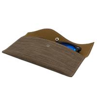 China Pvc 182x86mm Handmade Leather Glasses Case Portable Holder Embossing Logo for sale