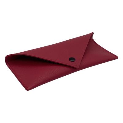 China Red PU Leather Reading Glasses Case 173x72x20mm Portable Eyewear Holder for Men Women for sale