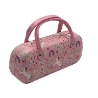 China Custom OEM Metal Glasses Case 157x69x50mm Portable Pink with Handle for Reading Glasses for sale