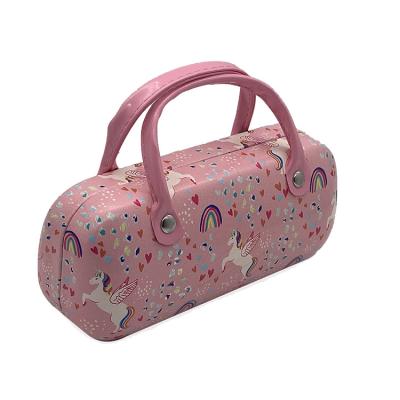 China Custom OEM Metal Glasses Case 157x69x50mm Portable Pink with Handle for Reading Glasses for sale