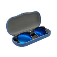 China 63g Custom Glasses Cases Clamshell Hard Blue Plastic Printed for sale