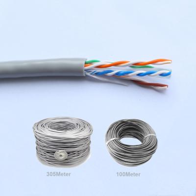 China UTP Cat6 Ethernet Lan Cable 100m Gray Solid Copper Twisted Wire for sale