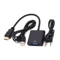 China 720p 1080p HD HDMI TO VGA Adapter With Audio Cable Computer To Monitor Converter for sale