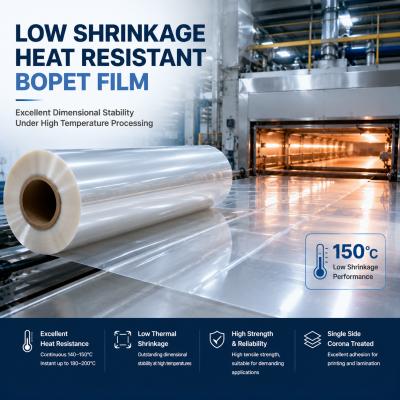 China Low Shrinkage Heat Resistant BOPET Film 12-36um Thermal Stability Base Film High Temperature Processing for sale