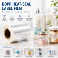 China Heat Sealable Label Film BOPP Glossy 30-40um In-Mold Label Cosmetic Detergent Bottle Injection for sale