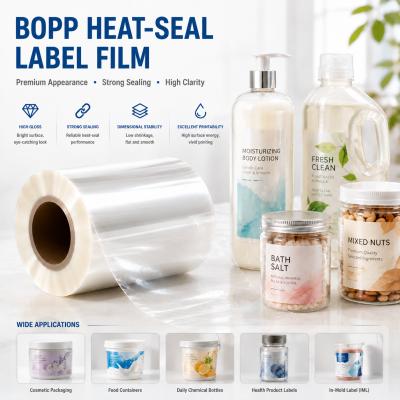 China BOPP Heat Sealable Label Film 30-40um Tamper Evident Seal Cosmetic Cap Condiment Bucket Label for sale