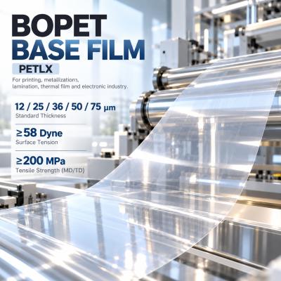 China PETLX BOPET Plain Film 12-75μm One Side Corona Treated for Metallization Lamination for sale