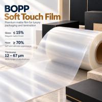 China BOPP Soft Touch Film Velvet Matte Surface Non Glare Finish Gift Box Lamination Grade for sale