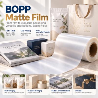 China BOPP Matte Film High Tensile Low Shrink Dimensional Stable High Speed Converting Grade for sale