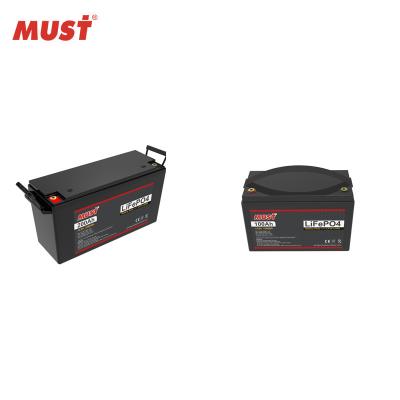 China MUST 100 Amp Hour 12V Lithium Ion Battery Deep Cycle With LCD Bluetooth for sale