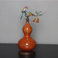 China 2kg Heavy Gourd Shaped Small Bronze Ornaments 37.5cm For Elegant Decor for sale