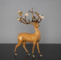 China Yellow Spotted Deer Ornament Standing Bronze Shatterproof Ornaments for sale