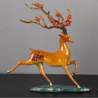 China Chinese Style Copper Deer Ornament Animal Sculpture 290mm for sale