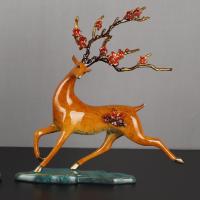 China Running Design Deer Ornament  Chinese Copper Yellow Spotted Traditional for sale