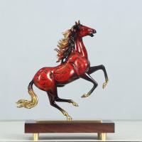 China Galloping Horse Shaped Bronze Ornament with Walnut Base and 2.2kg Weight for Elegant Decor for sale