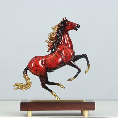 China Galloping Horse Shaped Bronze Ornament with Walnut Base and 2.2kg Weight for Elegant Decor for sale