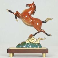 China Tengyun Feima Bronze Ornament Walnut Wood Base 1.48kg Bronze Fairy Statue for sale