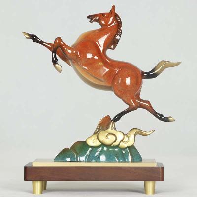 China Tengyun Feima Bronze Ornament Walnut Wood Base 1.48kg Bronze Fairy Statue for sale
