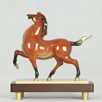 China Yellow Pattern Bronze Ornament Statue Stand Immediately Bronze Hare Ornaments for sale
