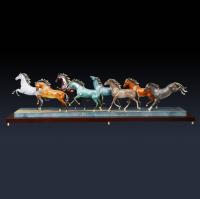 China Galloping Horses Design Bronze Ornament with 1300*300*350mm Dimensions and 23kg Weight for Reception Room for sale