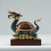 China Vintage Dragon Turtle Design Bronze Ornament with Wood Base and 8.3kg Weight for Indoor Decoration for sale
