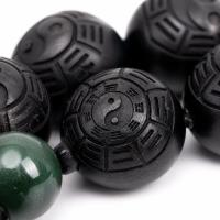 China Taoist Prayer Beads Bracelet 18mm Taiji Bagua Wood Beads - Traditional Dao Rosary Yin Yang Black Ebony Mala for Meditation, Feng Shui Protection, Men Women Gift for sale