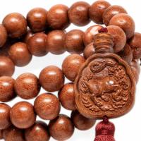 China 108 Beads Sandalwood Mala Bracelet Chinese Zodiac Guardian - Natural Rosewood Prayer Beads Taoist Buddhist Meditation Necklace, Protective Amulet for Men Women for sale