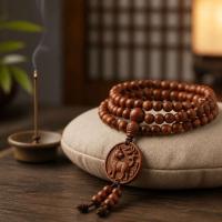 China 108 Beads Sandalwood Mala Bracelet Chinese Zodiac Guardian - Natural Rosewood Prayer Beads Taoist Buddhist Meditation Necklace, Protective Amulet for Men Women for sale