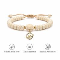 China Nezha Bodhi Root Bracelet Adjustable - Handmade Lotus Rosary with Universe Ring Charms, Natural Buddhist Prayer Beads Spiritual Protection Jewelry Unisex for sale