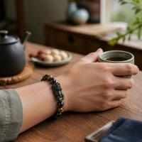 China Pixiu Feng Shui Bracelet for Men Women - Tiger Eye Obsidian Wealth Luck Bracelet Chinese Good Luck Charm Handmade, Protective Gift for sale