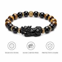 China Pixiu Feng Shui Bracelet for Men Women - Tiger Eye Obsidian Wealth Luck Bracelet Chinese Good Luck Charm Handmade, Protective Gift for sale