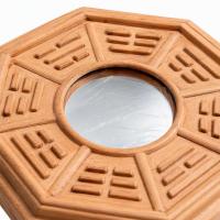 China Peach Wood Bagua Mirror Feng Shui - Chinese Taoist Protection Mirror for Door Window Home, Hand-Carved Evil Spirit Warding Amulet 18cm for sale
