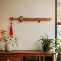 China Peach Wood Sword Wall Decor 40cm - Hand Carved Chinese Taoist Sword for Protection, Feng Shui Evil Spirit Warding Ornament, Traditional Home Gift for sale
