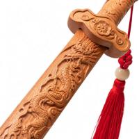 China Peach Wood Sword Wall Decor 40cm - Hand Carved Chinese Taoist Sword for Protection, Feng Shui Evil Spirit Warding Ornament, Traditional Home Gift for sale