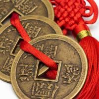 China Five Emperor Coins Feng Shui Amulet Set - Chinese Ancient Copper Coins with Red Tassel, Wealth Protection Charm for Home Car Wallet, Taoist Good Luck Gift for sale