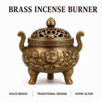 China Brass Incense Burner with Lotus Design for Home Temple Meditation for sale