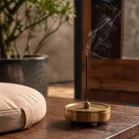China Brass Incense Burner with Lotus Design for Home Temple Meditation for sale