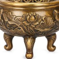 China Brass Incense Burner with Lotus Design for Home Temple Meditation for sale