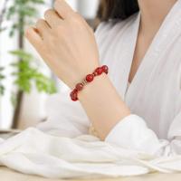 China Natural Cinnabar Taoist Bracelet with Zodiac Beads for Protection for sale