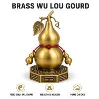 China Brass Wu Lou Gourd Feng Shui Talisman with Bagua Base for Health for sale