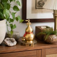 China Brass Wu Lou Gourd Feng Shui Talisman with Bagua Base for Health for sale