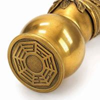 China Brass Wu Lou Gourd Feng Shui Talisman with Bagua Base for Health for sale