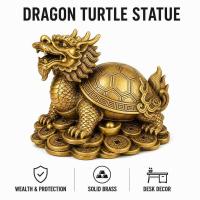 China Brass Dragon Turtle Statue Feng Shui Figurine for Wealth Protection for sale